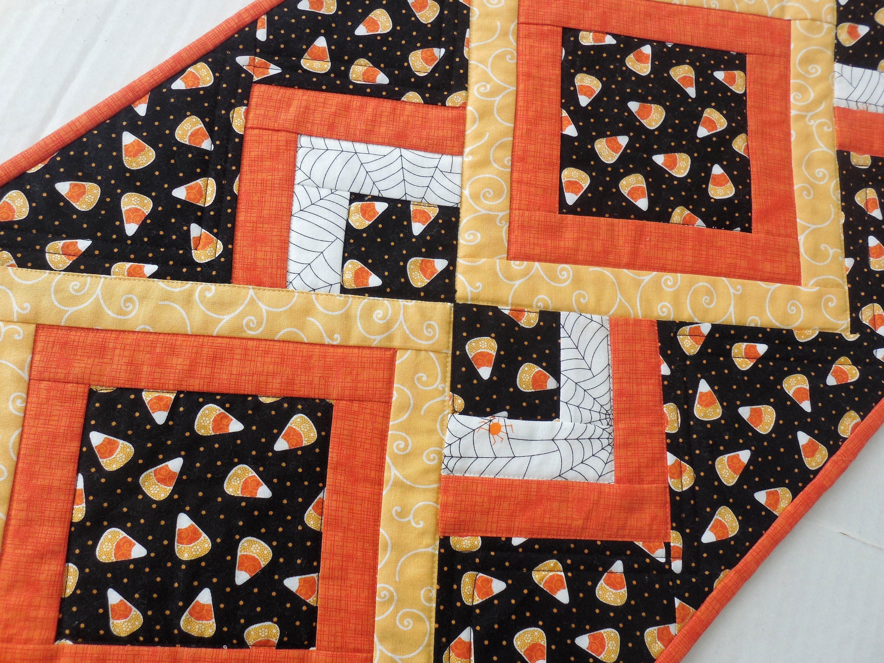 Candy Corn Table Runner-reversible-handmade-one of a Kind - Etsy