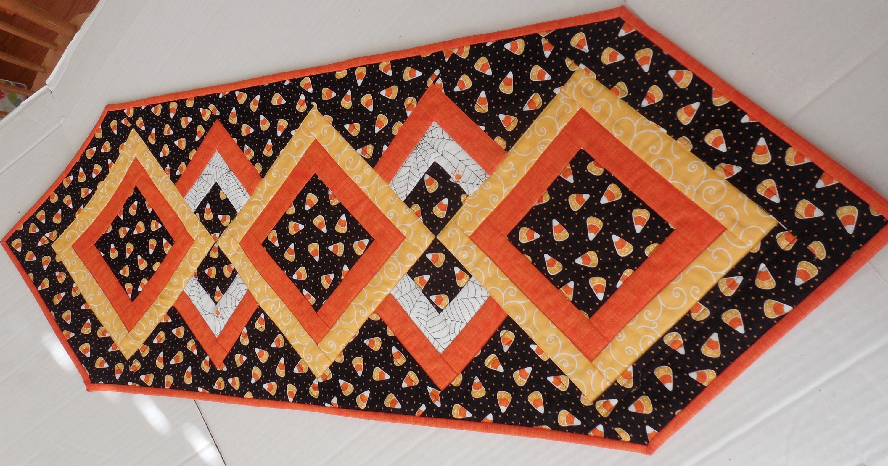 Candy Corn Table Runner-reversible-handmade-one of a Kind - Etsy