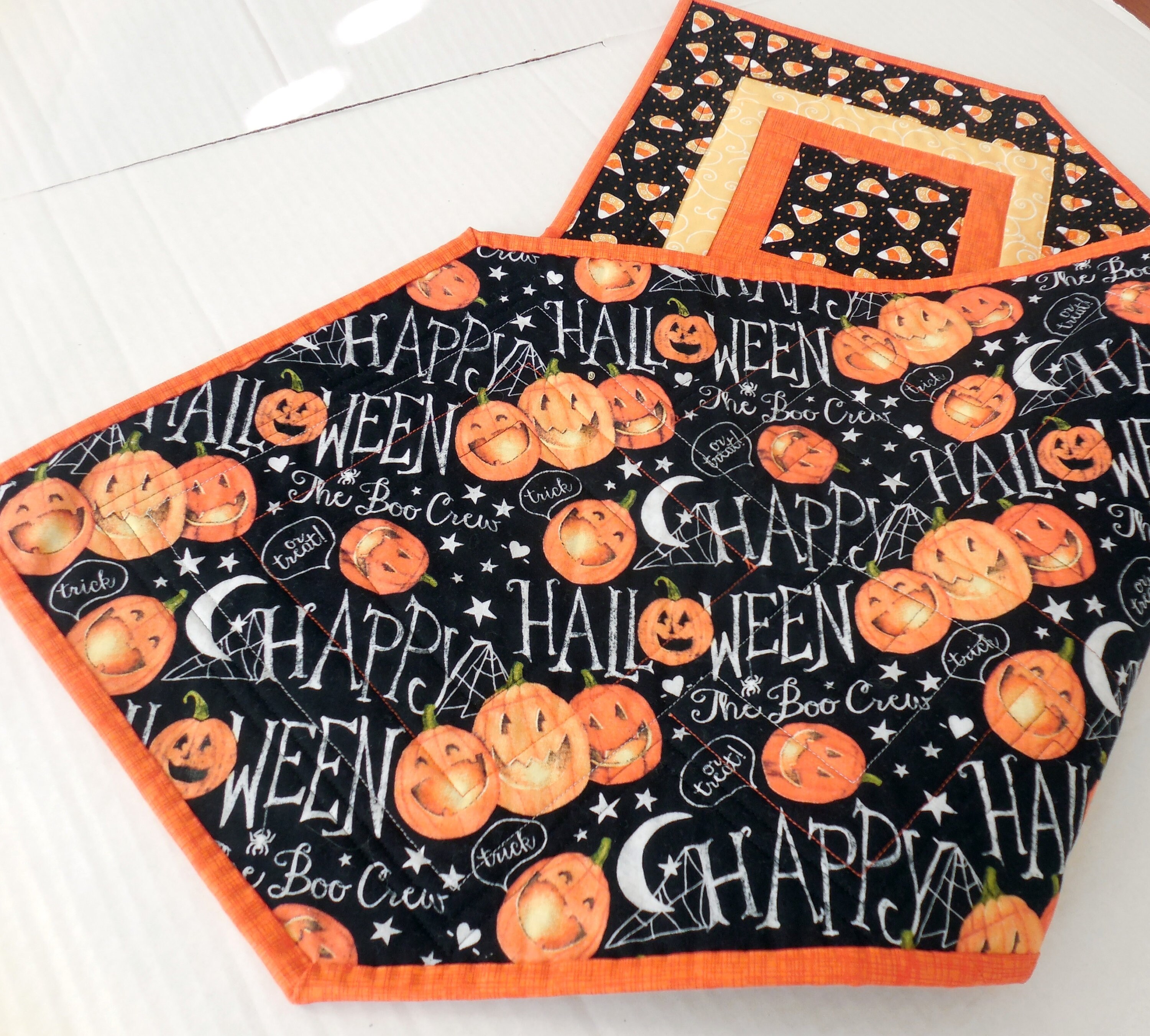 Candy Corn Table Runner-reversible-handmade-one of a Kind - Etsy