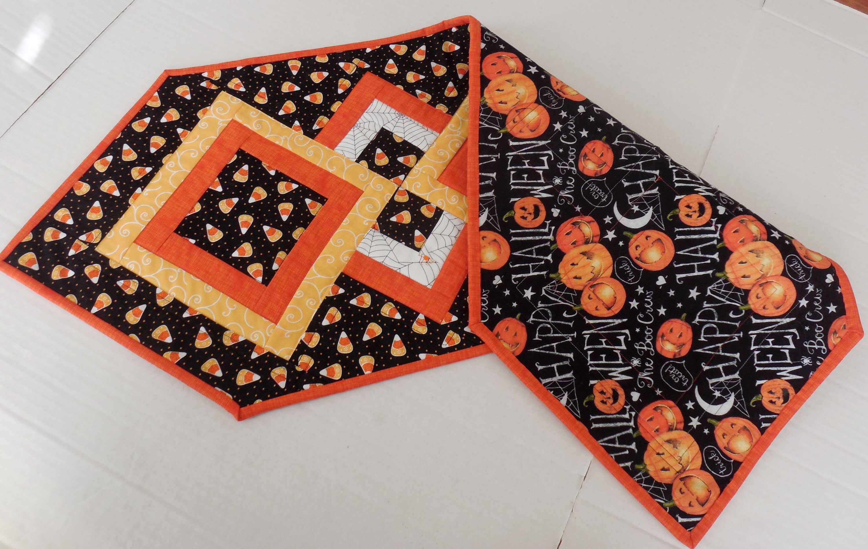 Candy Corn Table Runner-reversible-handmade-one of a Kind - Etsy
