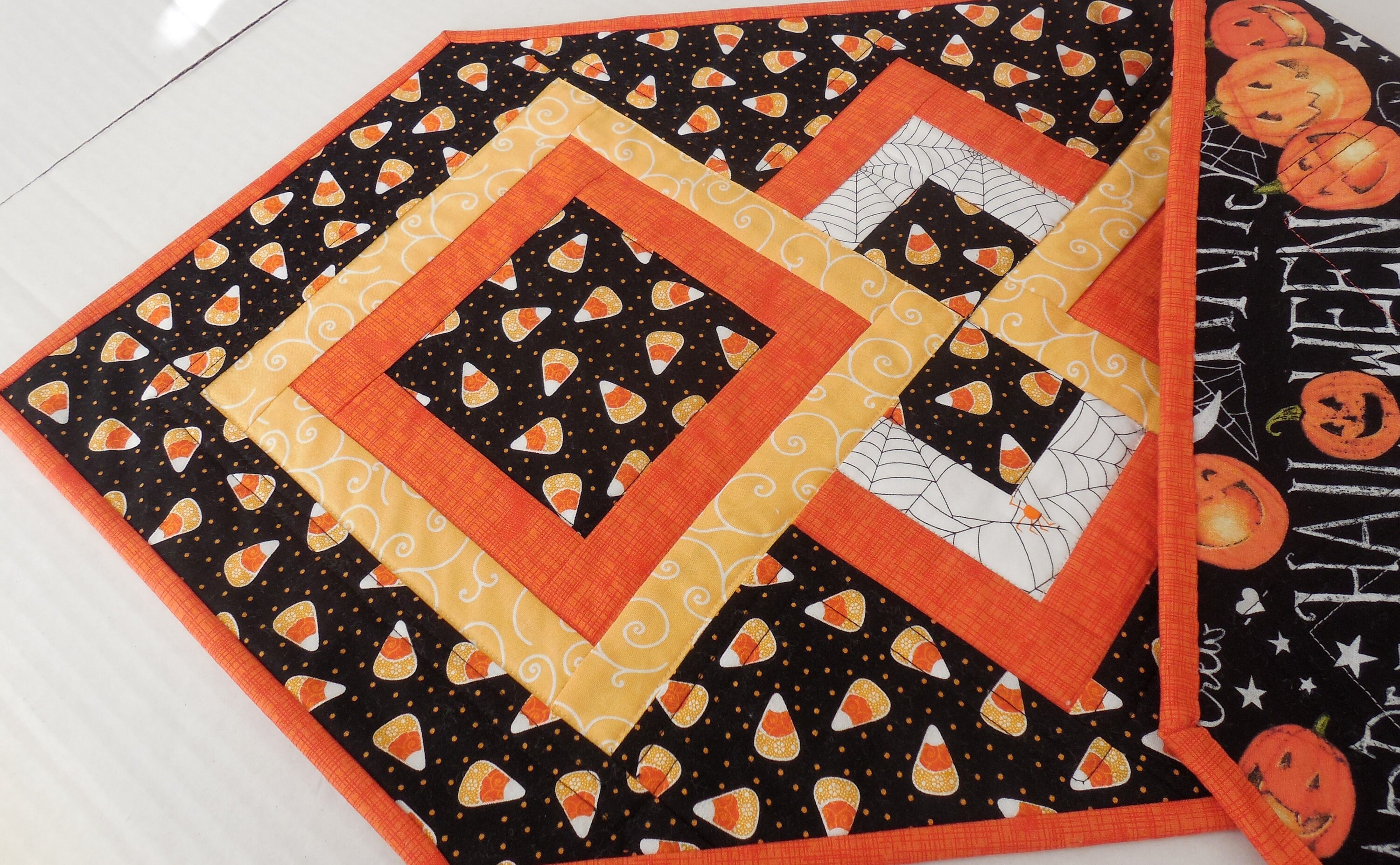Candy Corn Table Runner-reversible-handmade-one of a Kind - Etsy
