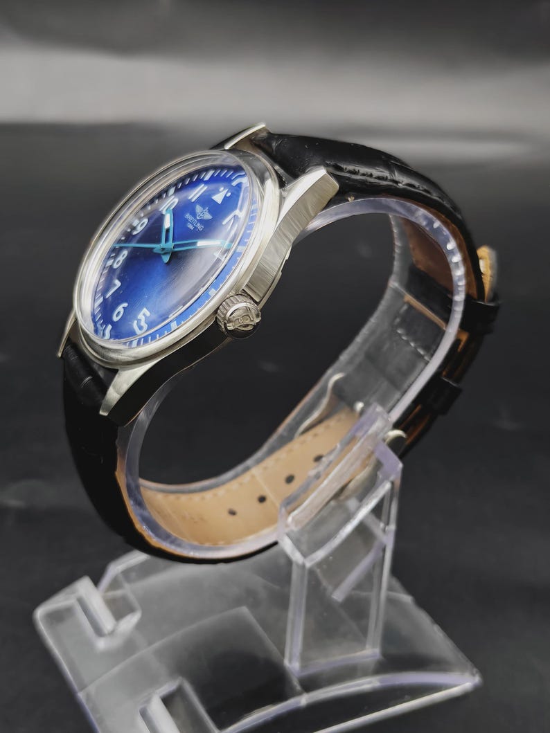 Vintage 1984s Breitling Watch: Restored Swiss Collectible With Handmade ...