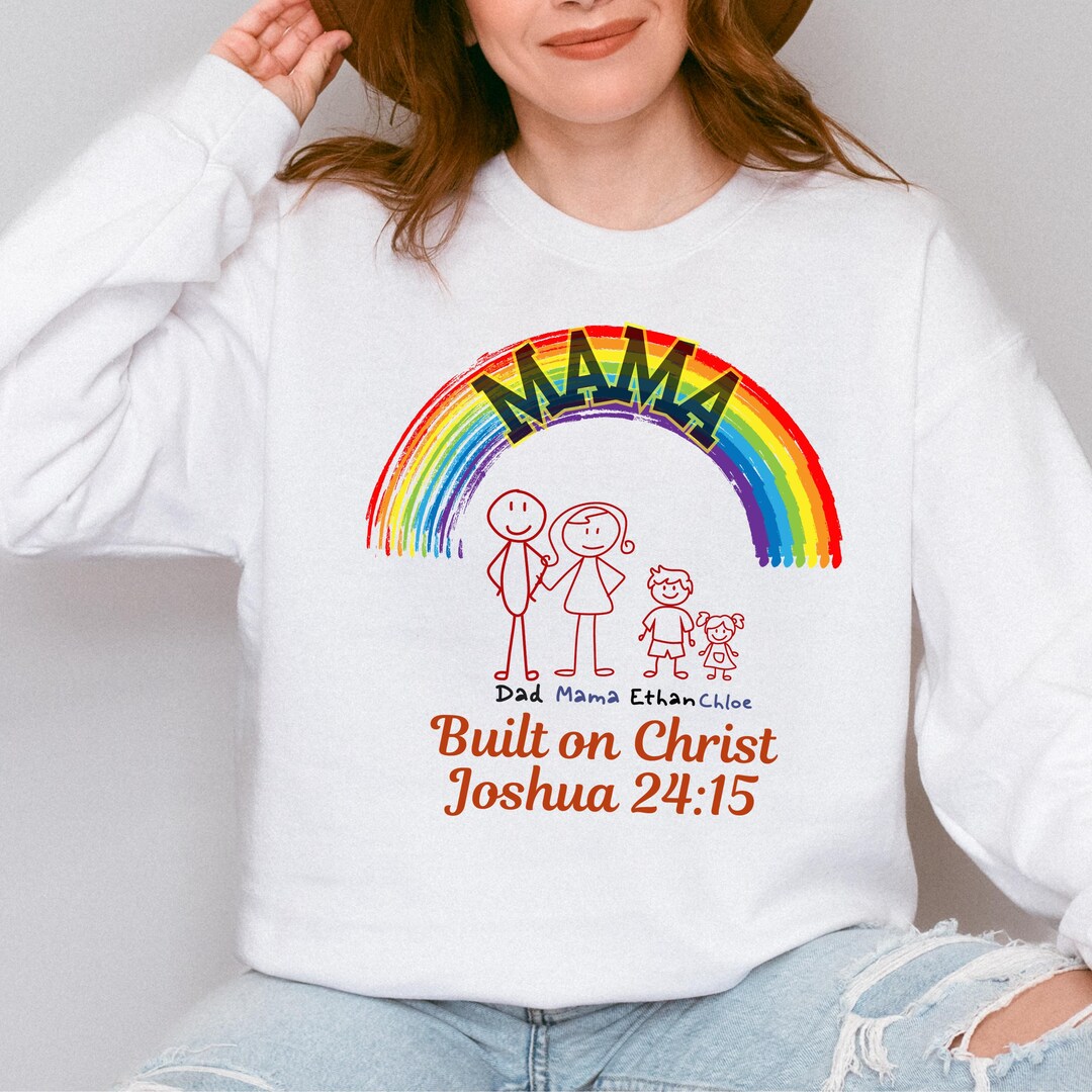 Children's Rainbow Stick Figure Drawing Sweatshirt | Kids Art for Mom ...