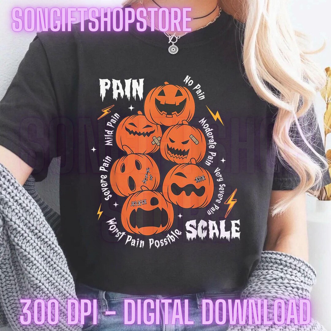 Pain Scale Spooky Pumpkin Png, Funny Halloween Nurse Png, Trauma Nurse ...