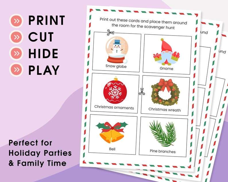 Christmas Scavenger Hunt Printable – Indoor & Outdoor Set | Kids ...