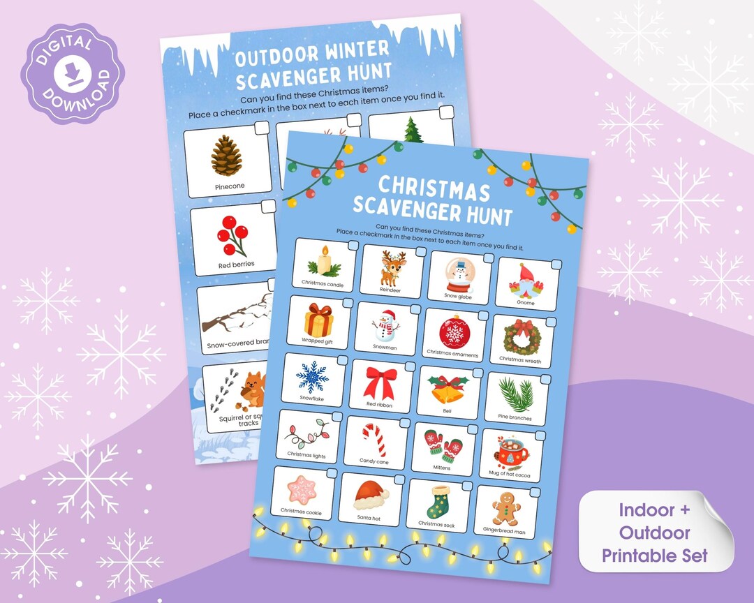 Christmas Scavenger Hunt Printable – Indoor & Outdoor Set | Kids ...