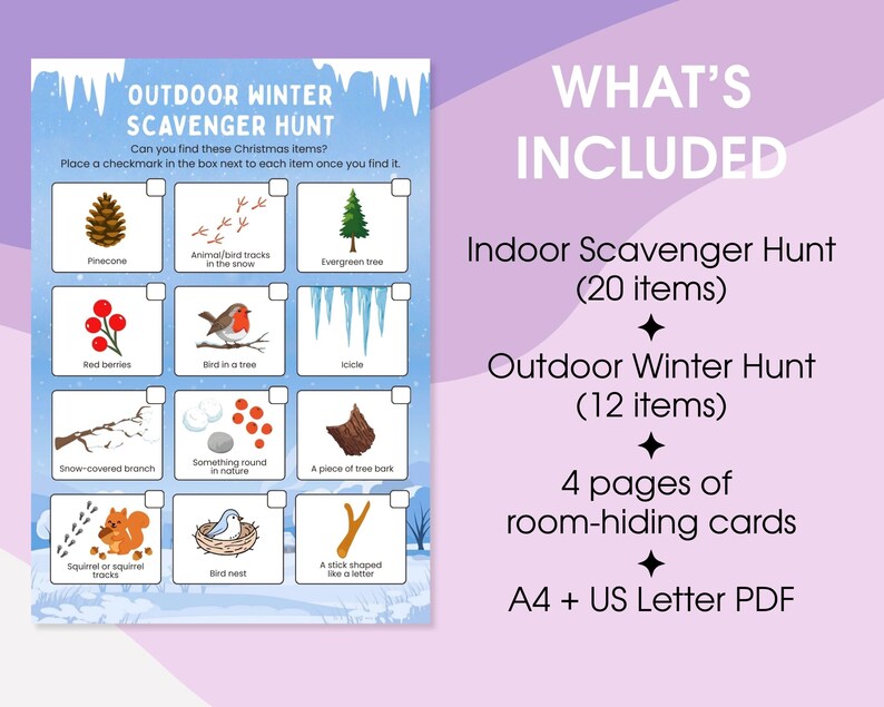 Christmas Scavenger Hunt Printable – Indoor & Outdoor Set | Kids ...