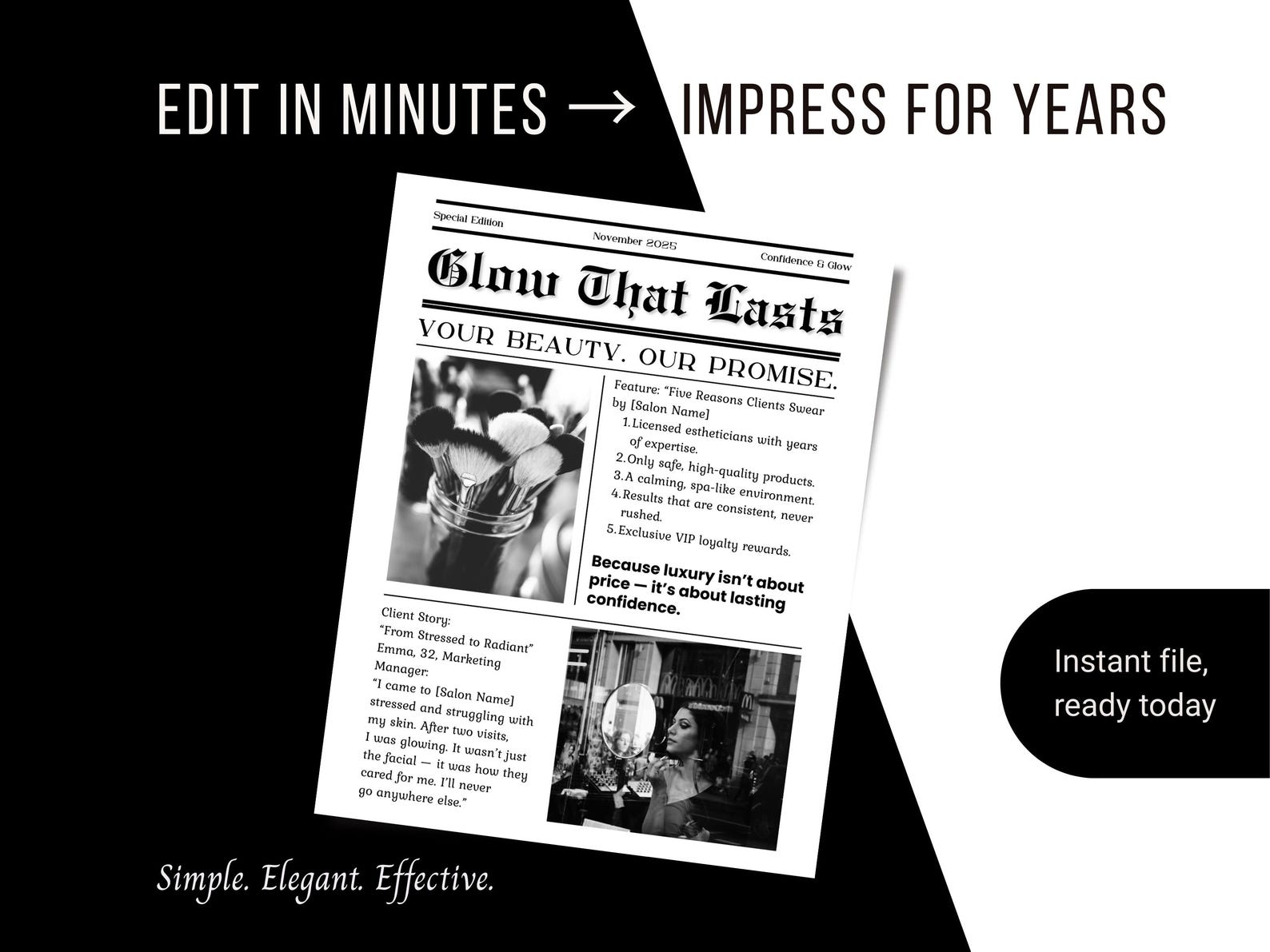 Editable Beauty Salon Newspaper Template | Spa Magazine Canva Poster ...