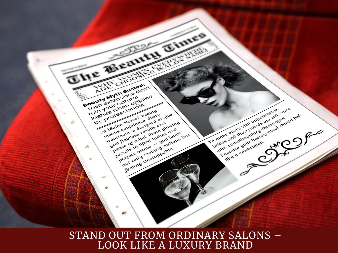 Editable Beauty Salon Newspaper Template | Spa Magazine Canva Poster ...