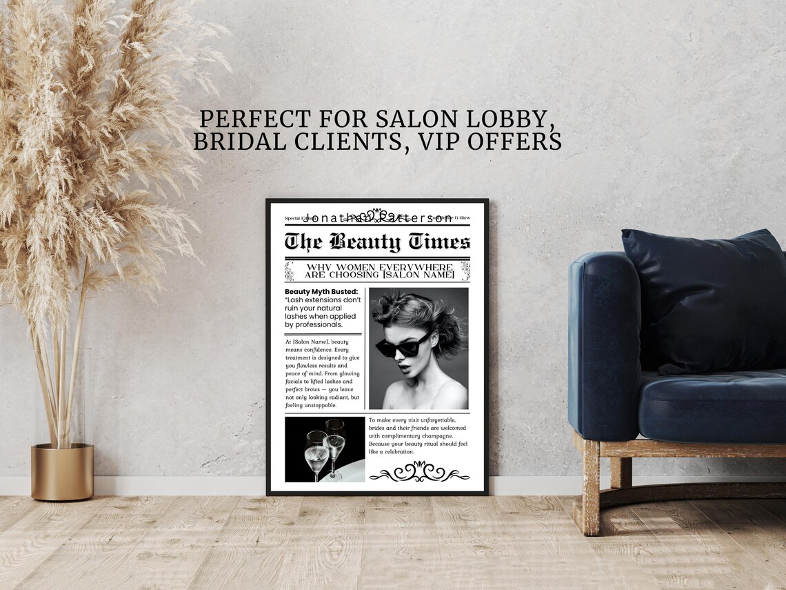 Editable Beauty Salon Newspaper Template | Spa Magazine Canva Poster ...