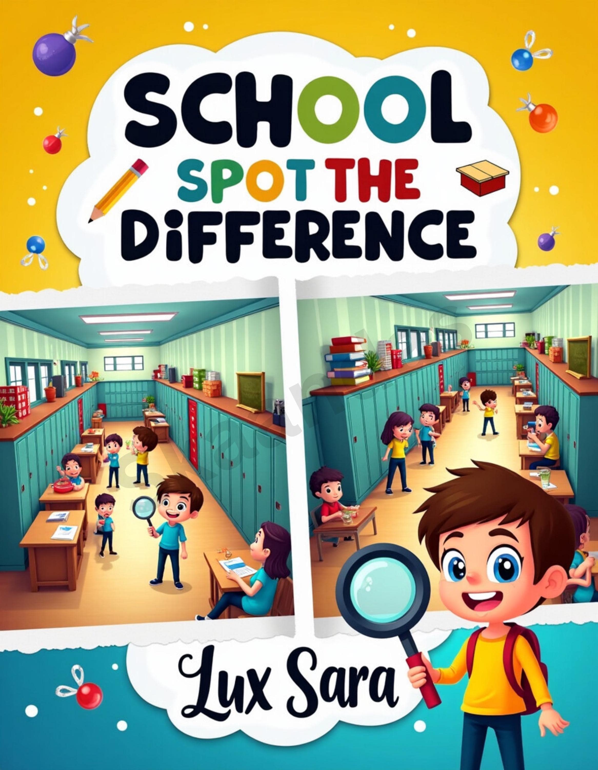 Spot the Difference Printable - School Theme 10 Worksheet With Answer ...
