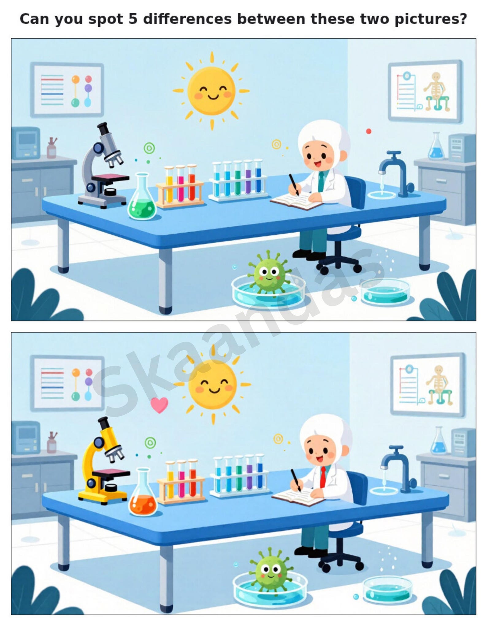 Spot the Difference Printable - School Theme 10 Worksheet With Answer ...