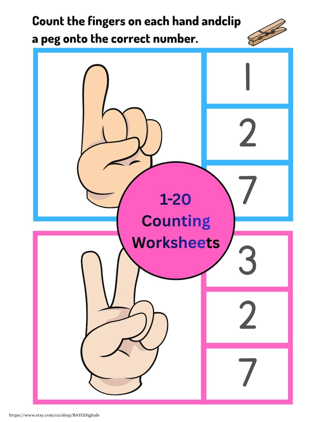 Count the Fingers Clip Cards – Preschool Fine Motor Counting Activity ...