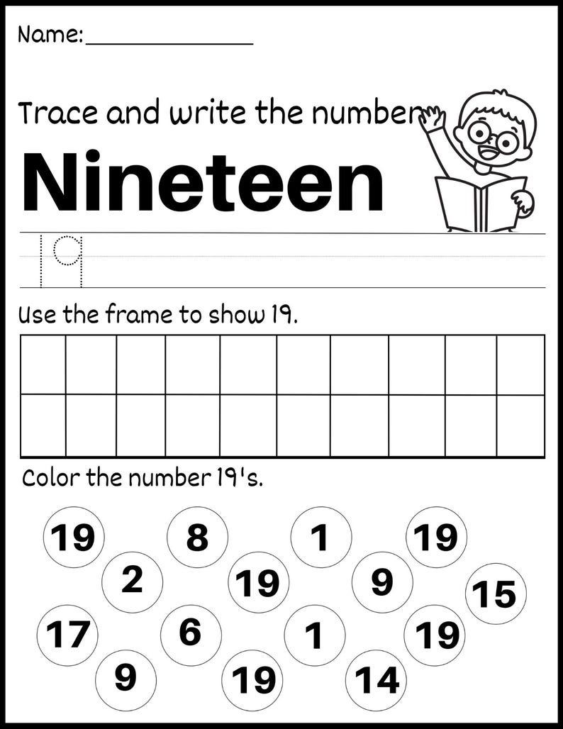 Trace and Write Numbers 1-20 Worksheets – Kindergarten Math Practice ...
