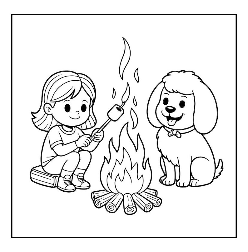 80 Unique Girl & Fluffy Dog Coloring Pages - Etsy