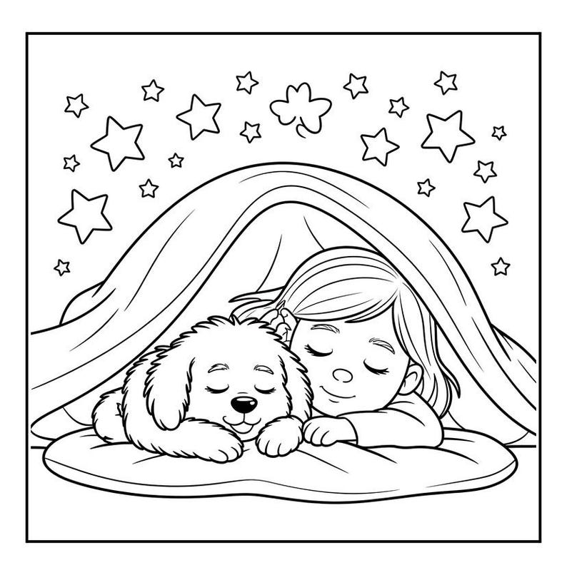 80 Unique Girl & Fluffy Dog Coloring Pages - Etsy