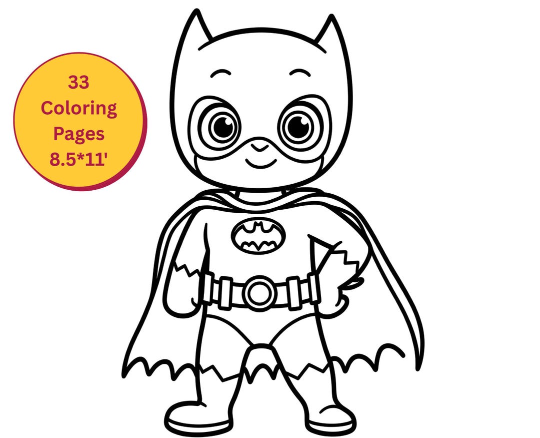 Batman-themed Superhero Coloring Pages for Toddlers | Funny Little Hero ...