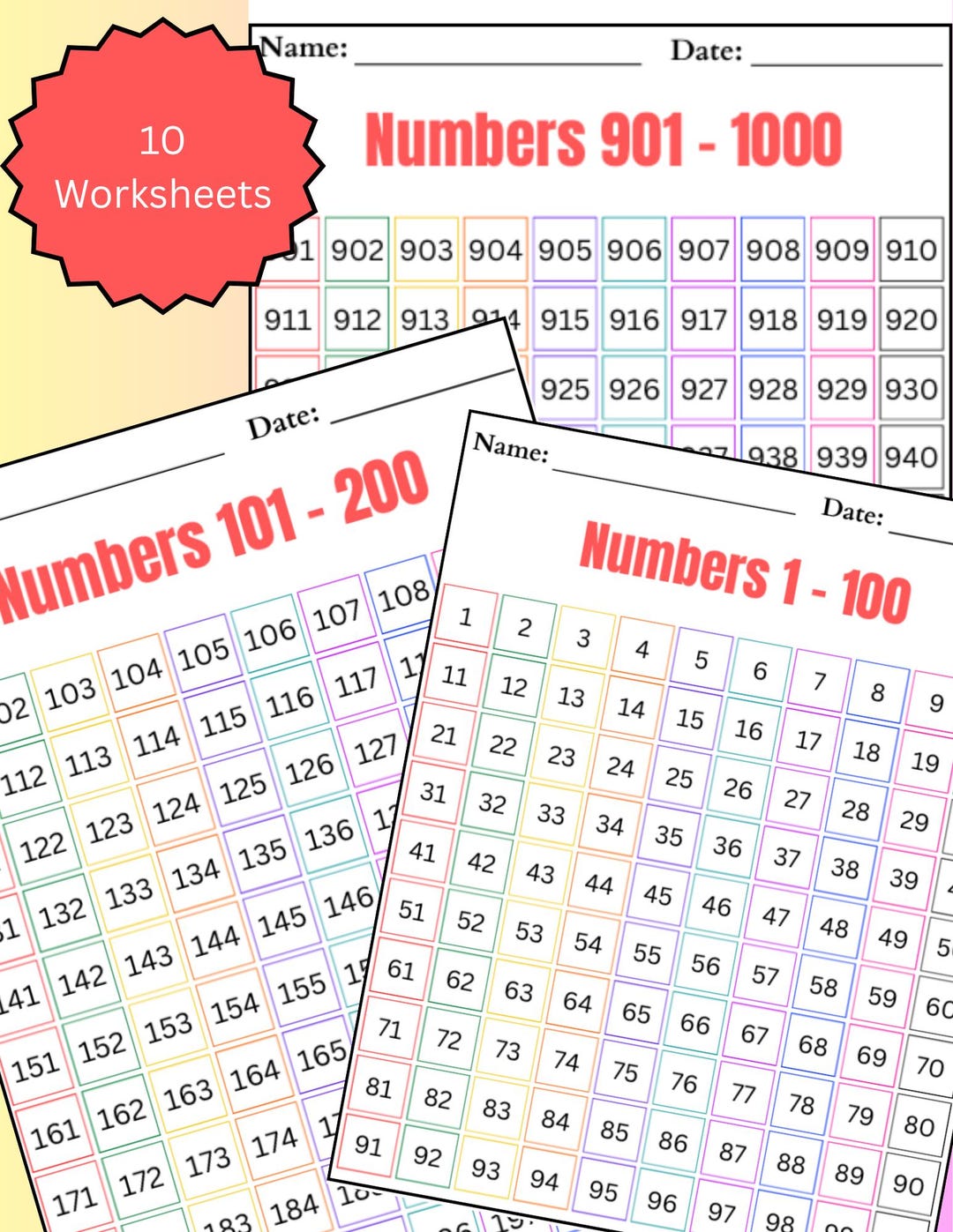 Numbers 1-1000 Chart Printable – Math Wall Decor, Homeschool Aid (PDF ...