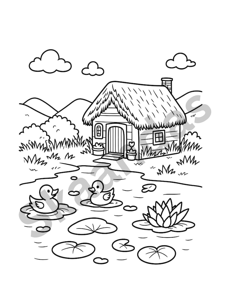 Types of Houses Coloring Pages for Kids | Tree House Boat House Hut ...