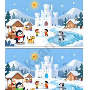 Winter Spot the Difference Puzzle | Kids Printable Activity (PDF) - Etsy