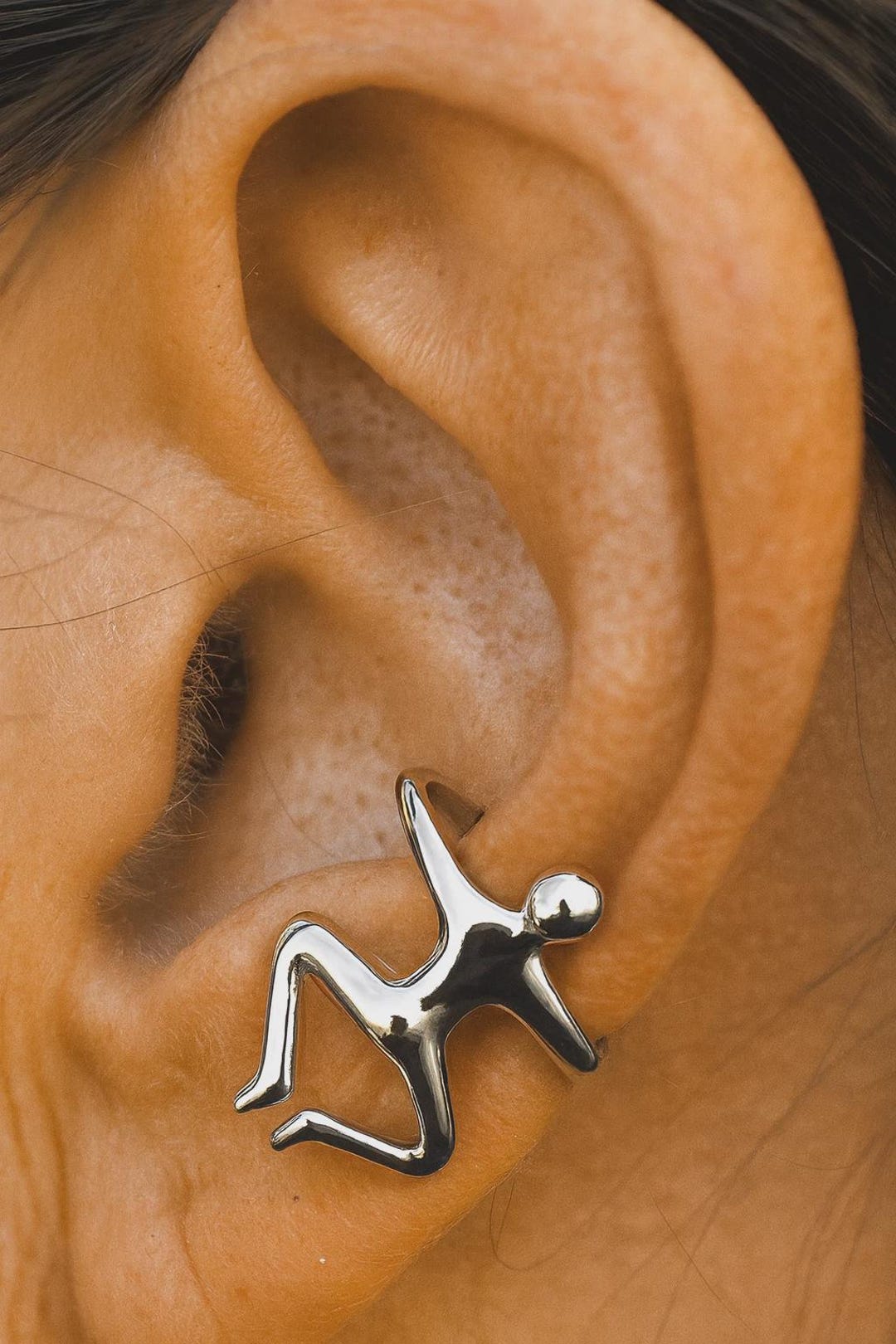Climber Man Ear Cuff, Unique Silver Climbing Earring, Rock Climber ...