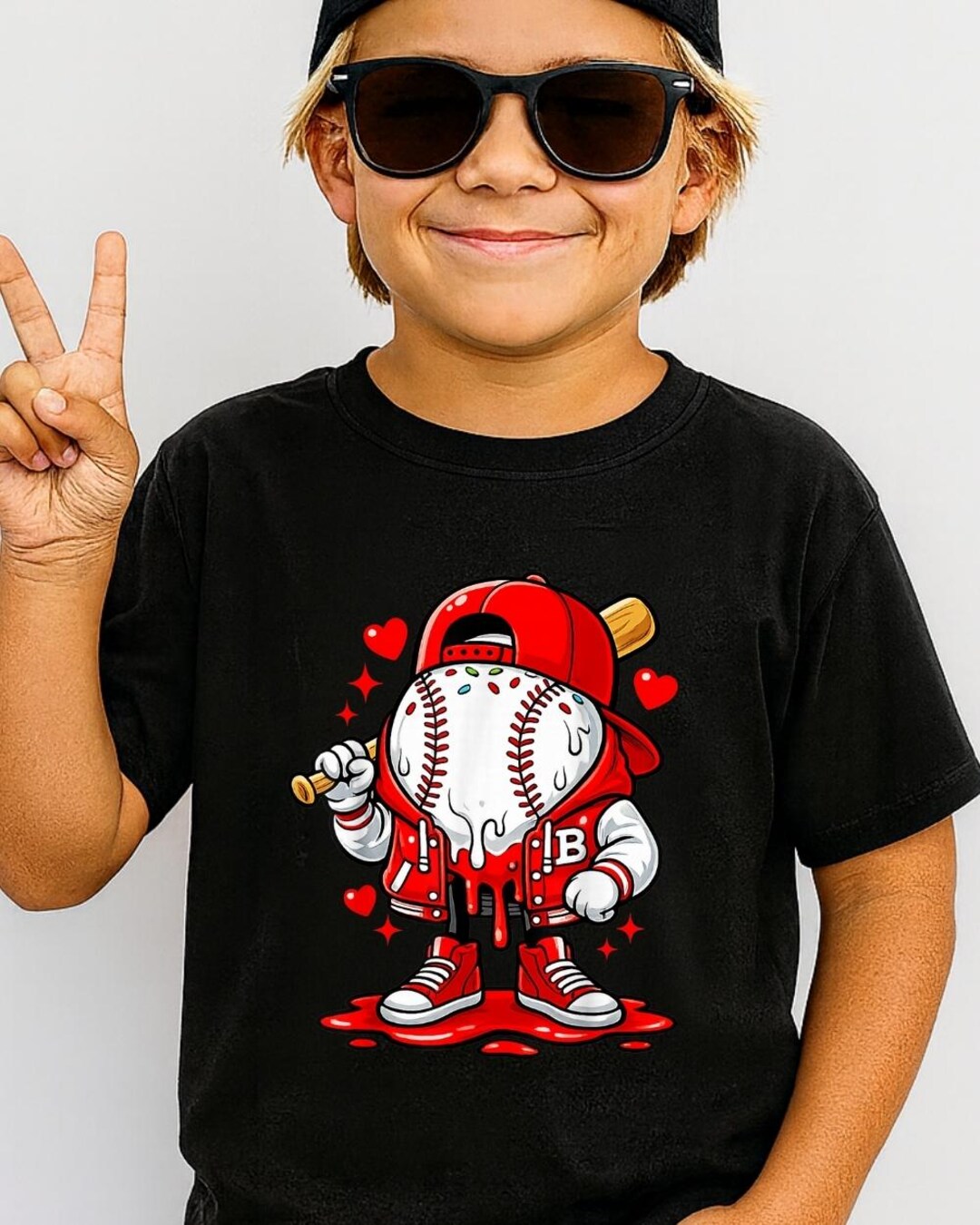 Valentine Baseball Shirt for Kids, Melting Baseball Long Sleeve, Boys ...