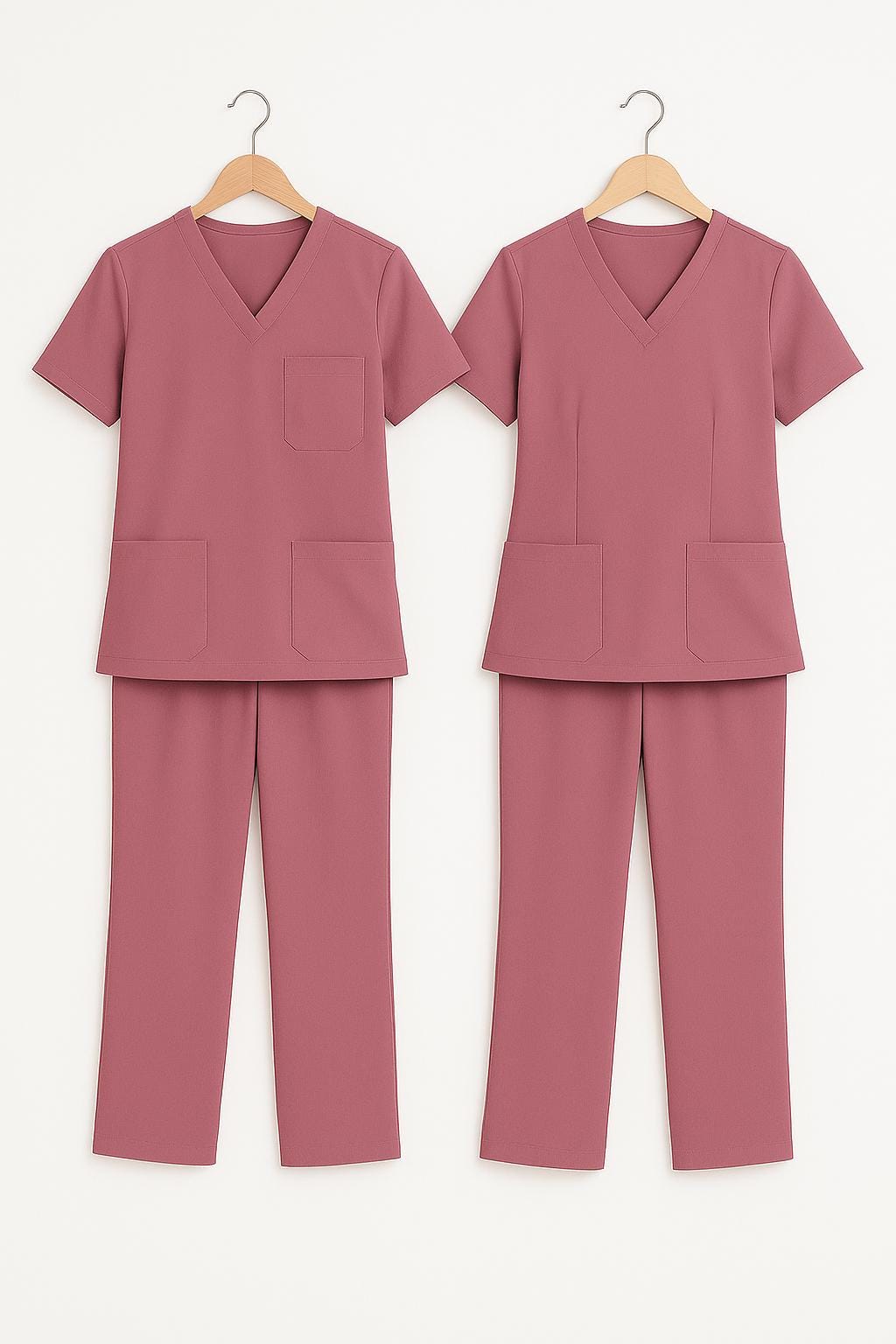 Unisex V-neck Scrub Set, Poly-cotton Blend Medical Uniform, Mauve/dusty ...