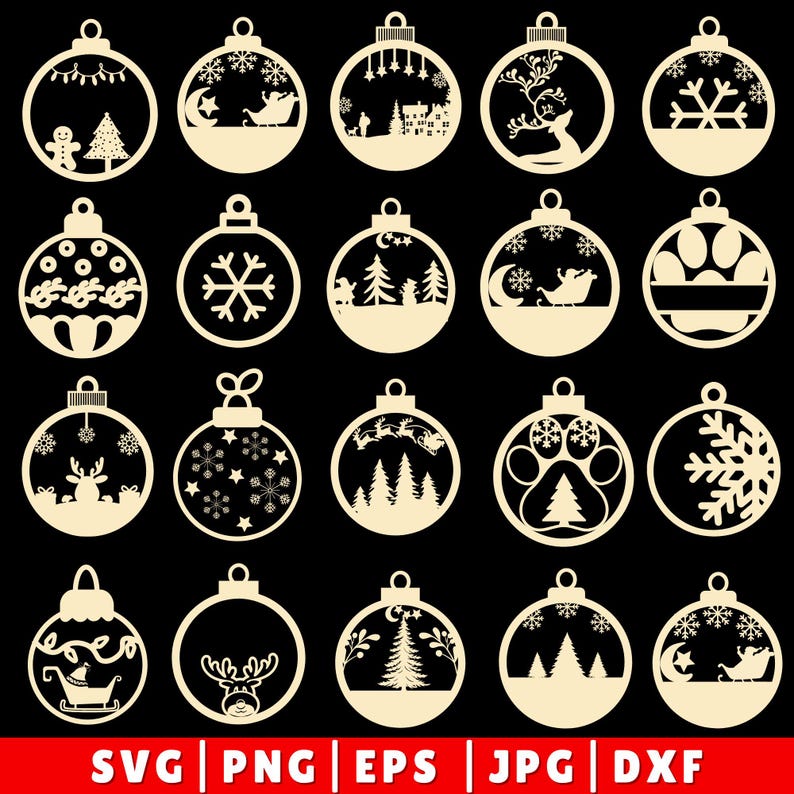 30 Christmas Balls SVG Bundle, Christmas Ornaments Svg Bundle, Laser ...