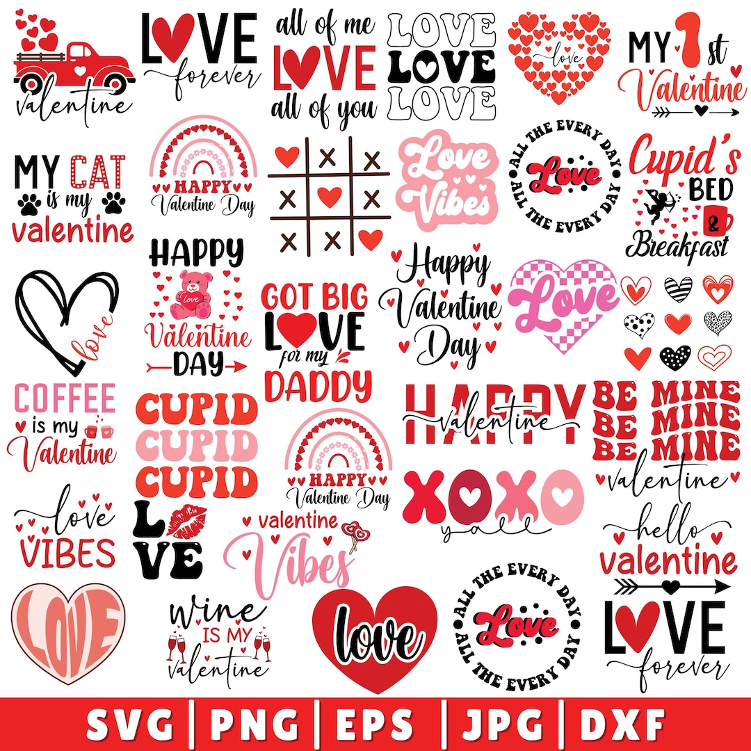 30 Mega Valentine's Day Svg Bundle, Valentine Shirts Svg, Be Mine Svg ...