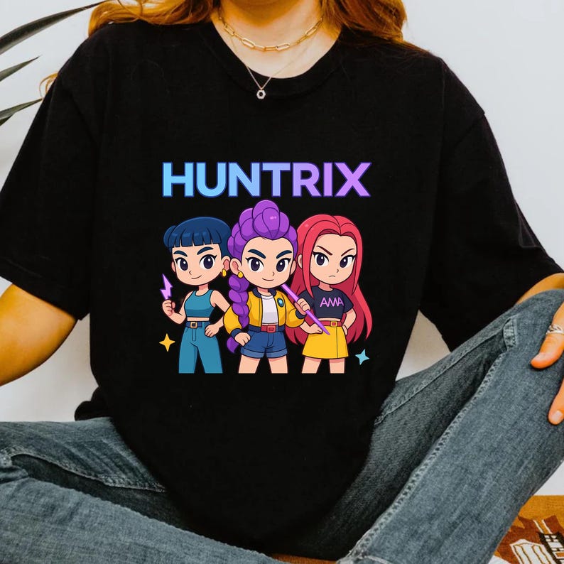 Huntrix Kpop Demon Hunters PNG, Kpop Idol Group Shirt Design, Girl ...