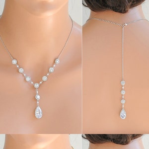 Back Drop Necklace, Rose Gold Bridal Backdrop Necklace, Wedding Back ...