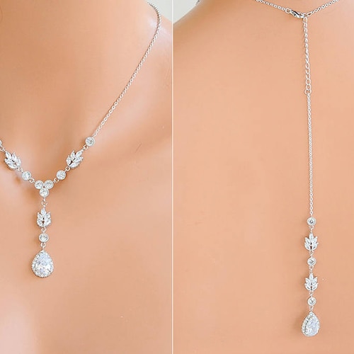 Bridal Backdrop Necklace Wedding Necklace Crystal Back Drop - Etsy