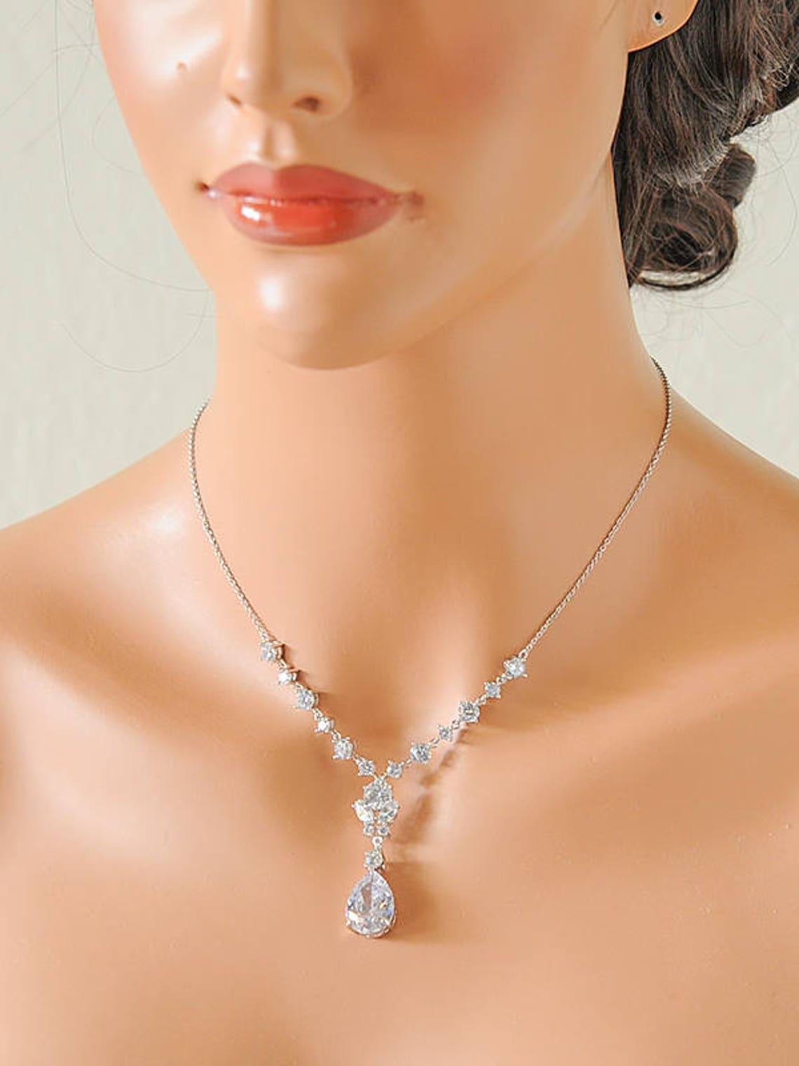 Backdrop Wedding Necklace Bridal Necklace Crystal Flower - Etsy