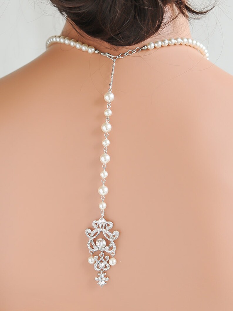 Wedding Backdrop Necklace Bridal Back Drop Necklace Art Deco - Etsy