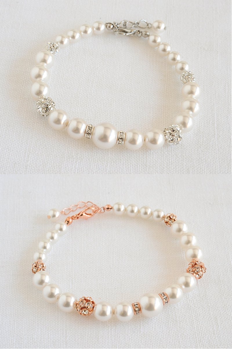 Simple Wedding Bracelet Bridal Bracelet Swarovski Pearl | Etsy