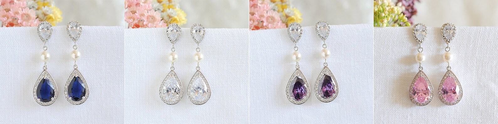 Blue, Purple, Pink, Bridal Necklace, Wedding Back Necklace, Crystal ...