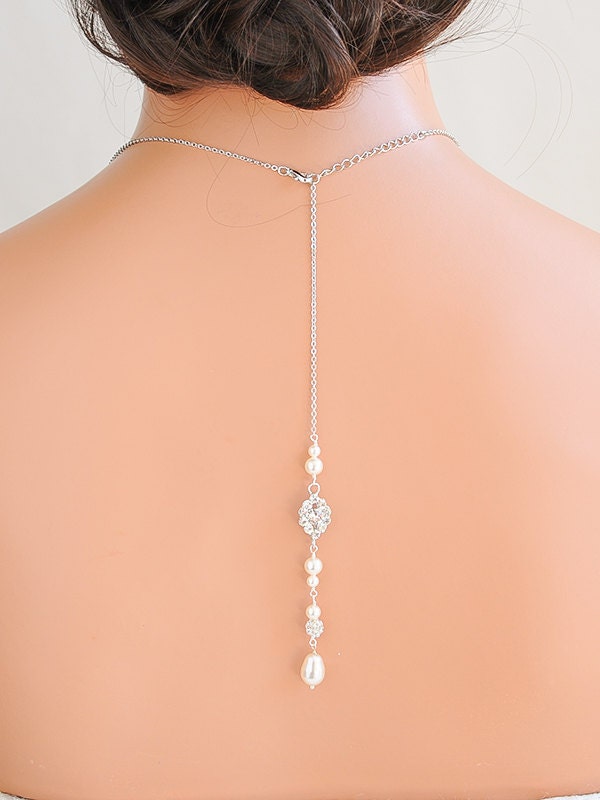 Bridal Necklace Back Drop Crystal Wedding Necklace Y Drop - Etsy