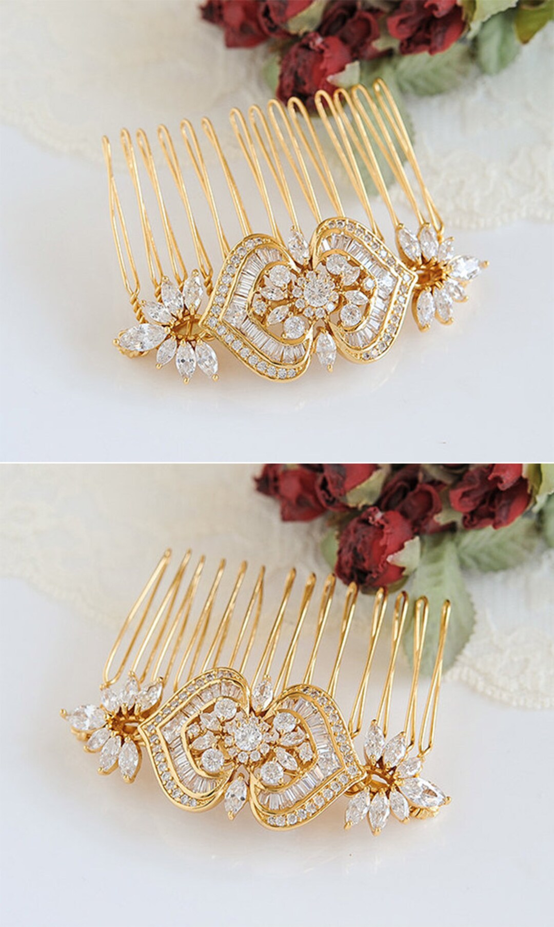 Gold Wedding Hair Comb, Bridal Hair Comb, Art Deco Crystal Hair Clip ...