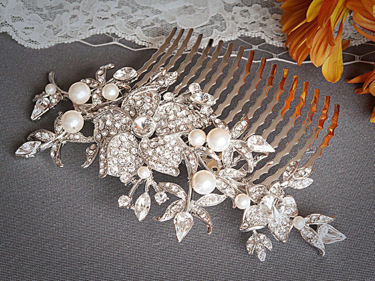 Bridal Hair Comb Wedding Hair Accessories Flower Leaf - Etsy