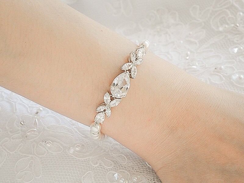 Bridal Bracelet Pearl Wedding Bracelet Crystal Bracelet | Etsy