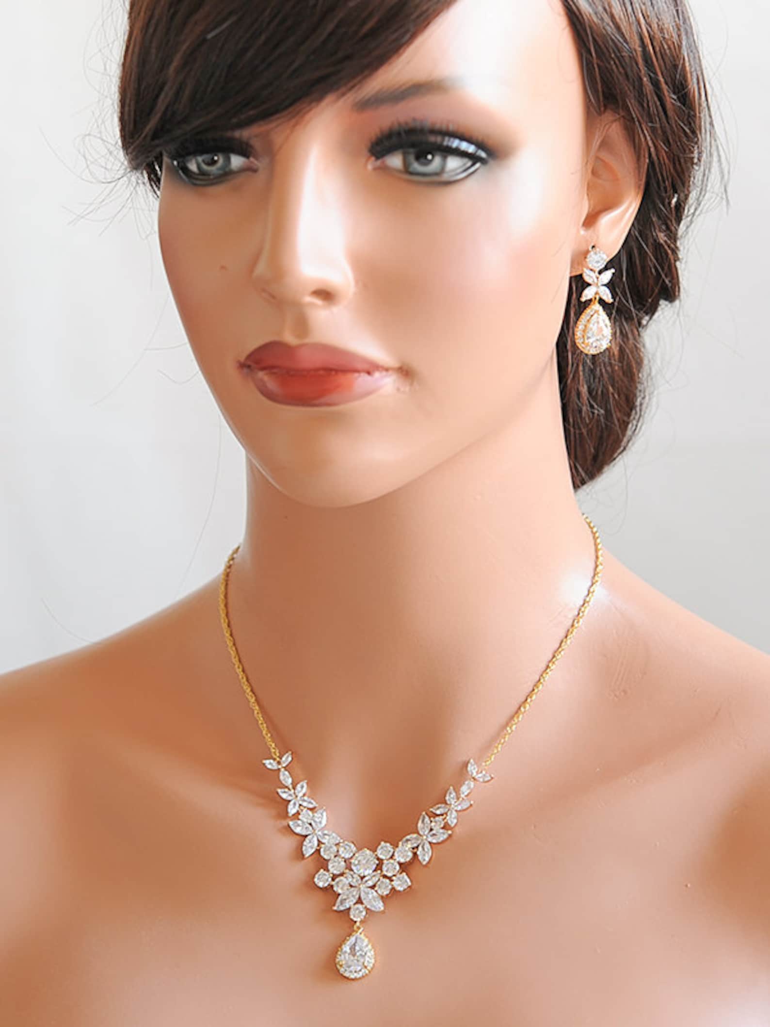 Bridal Necklace Wedding Necklace and Earring SET Bridal - Etsy