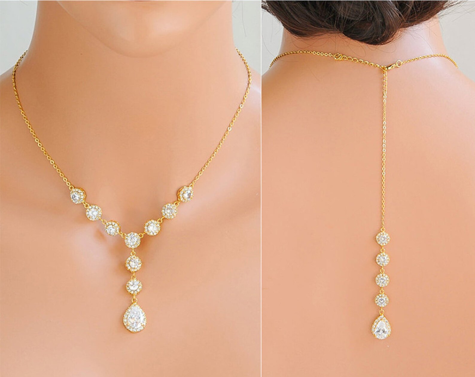 Back Drop Bridal Necklace Back Necklace Backdrop Wedding - Etsy