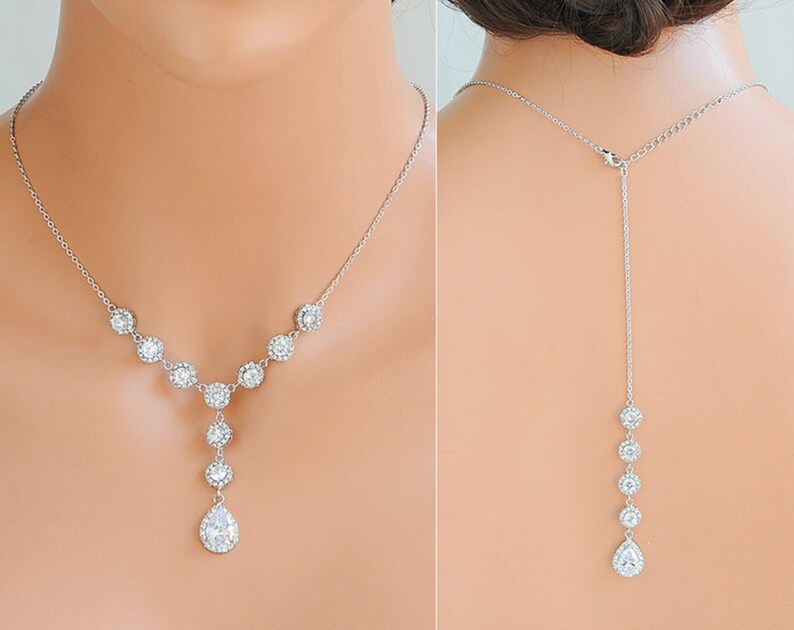 Back Drop Bridal Necklace Back Necklace Backdrop Wedding - Etsy
