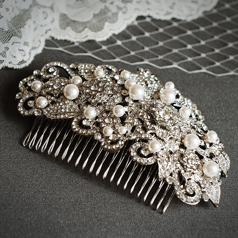 Victorian Bridal Hair Comb Vintage Style Swarovski Pearl - Etsy