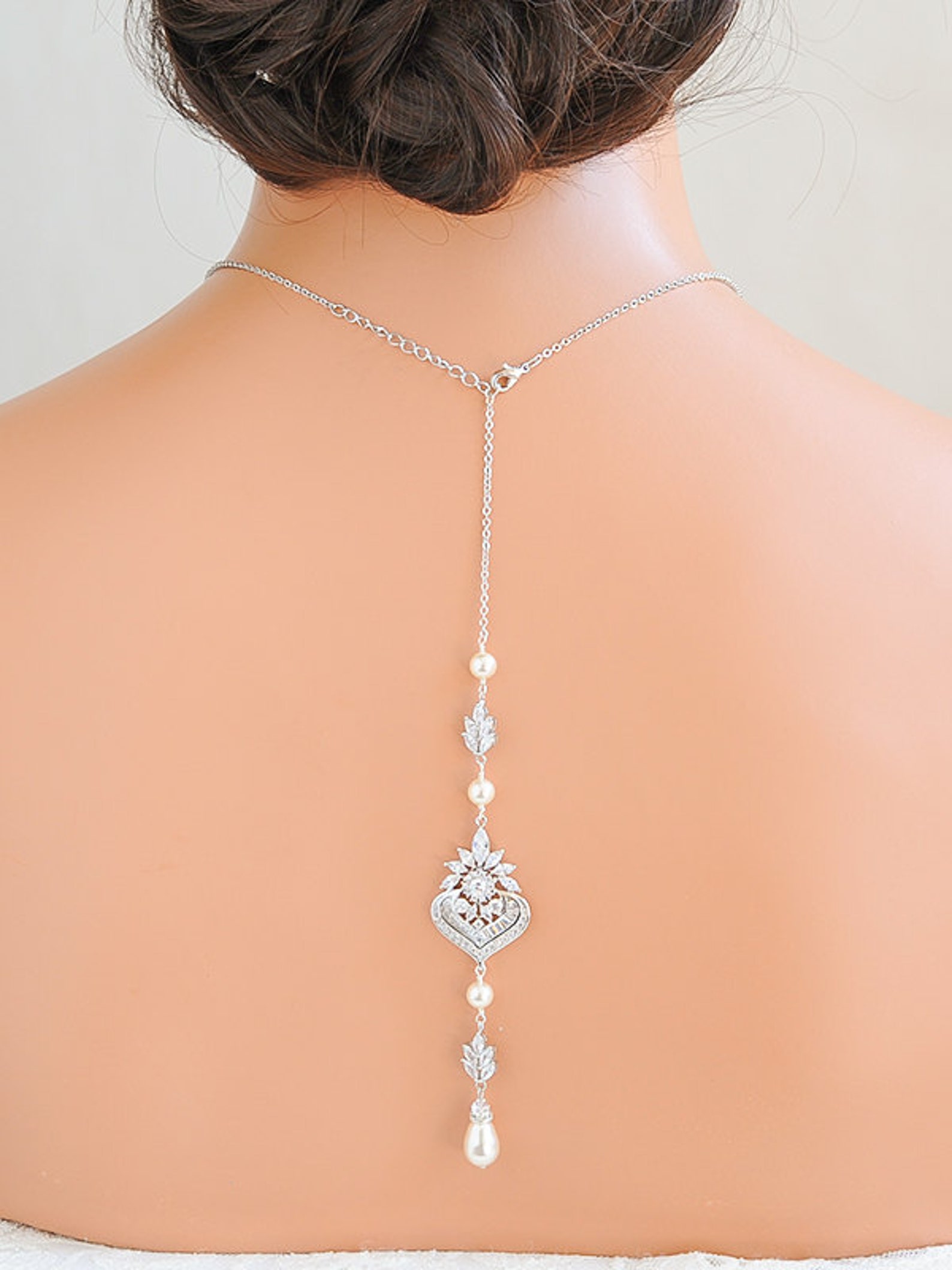 Back Drop Necklace Backdrop Bridal Necklace Swarovski Pearl - Etsy