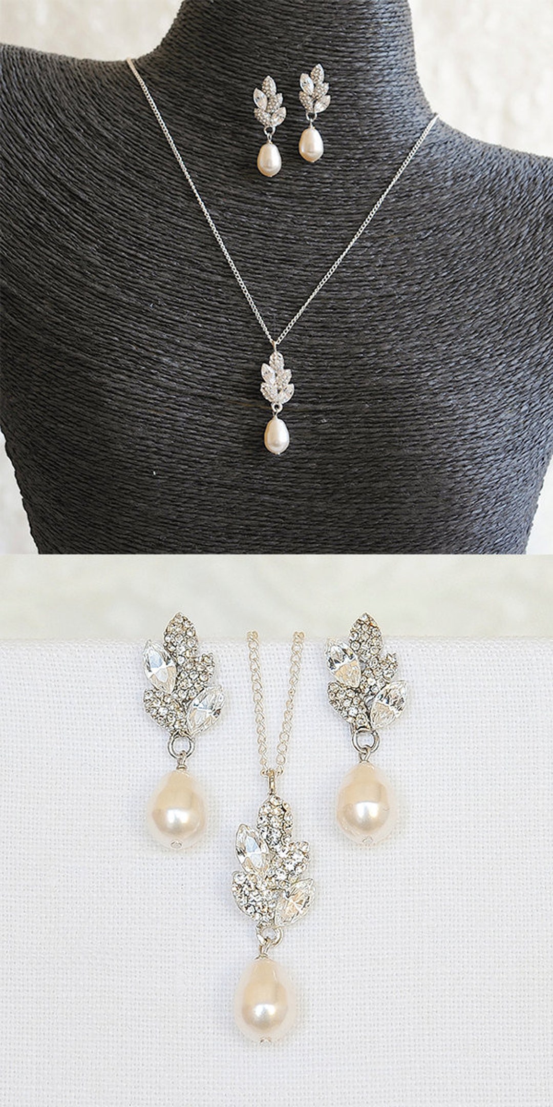 Wedding Bridal Jewelry SET, Vintage Style Filigree Leaf Bridal Necklace ...