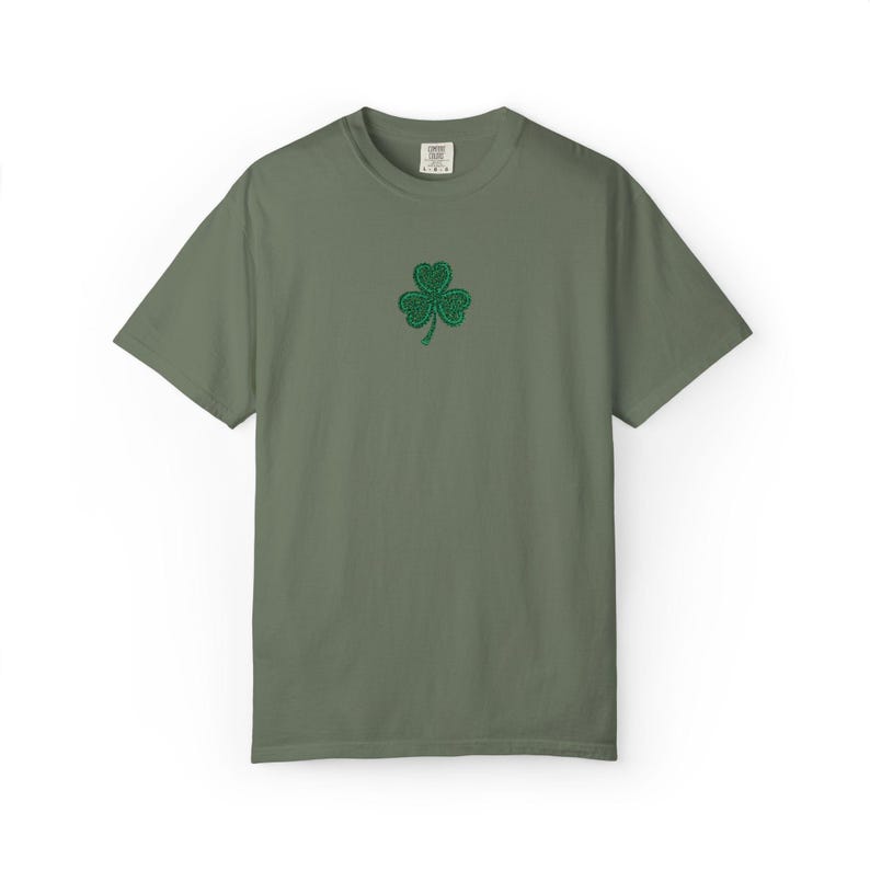 Embroidered Shamrock Shirt, Minimal Clover Tee, St Patrick Embroidery ...