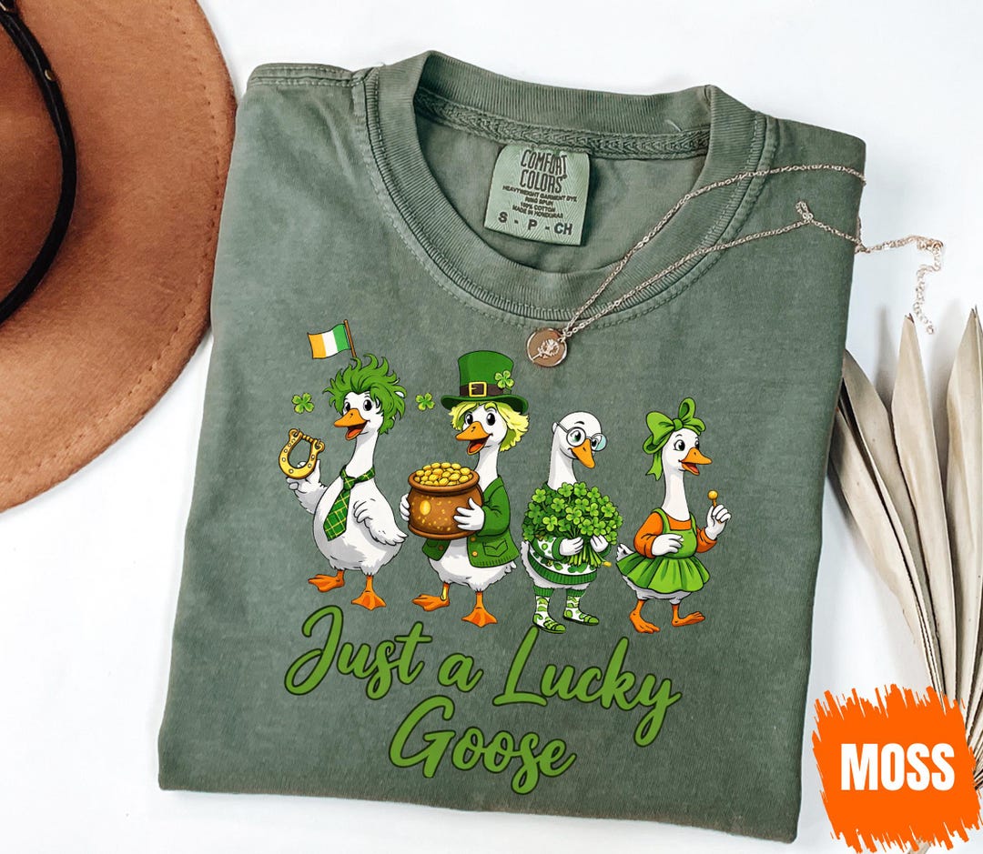Just A Lucky Goose Shirt | St Patrick Goose Tee | Cute Irish Duck ...