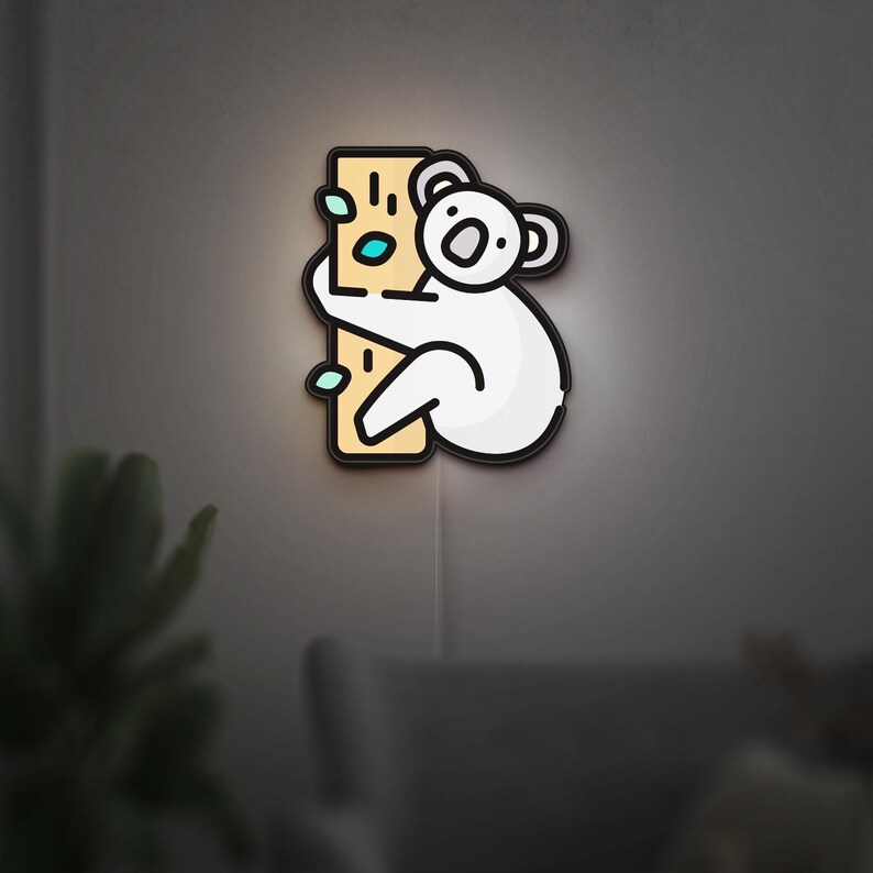 Koala LED Lightbox - Wildlife Fauna Zoology Decor, Custom Led Sign for ...