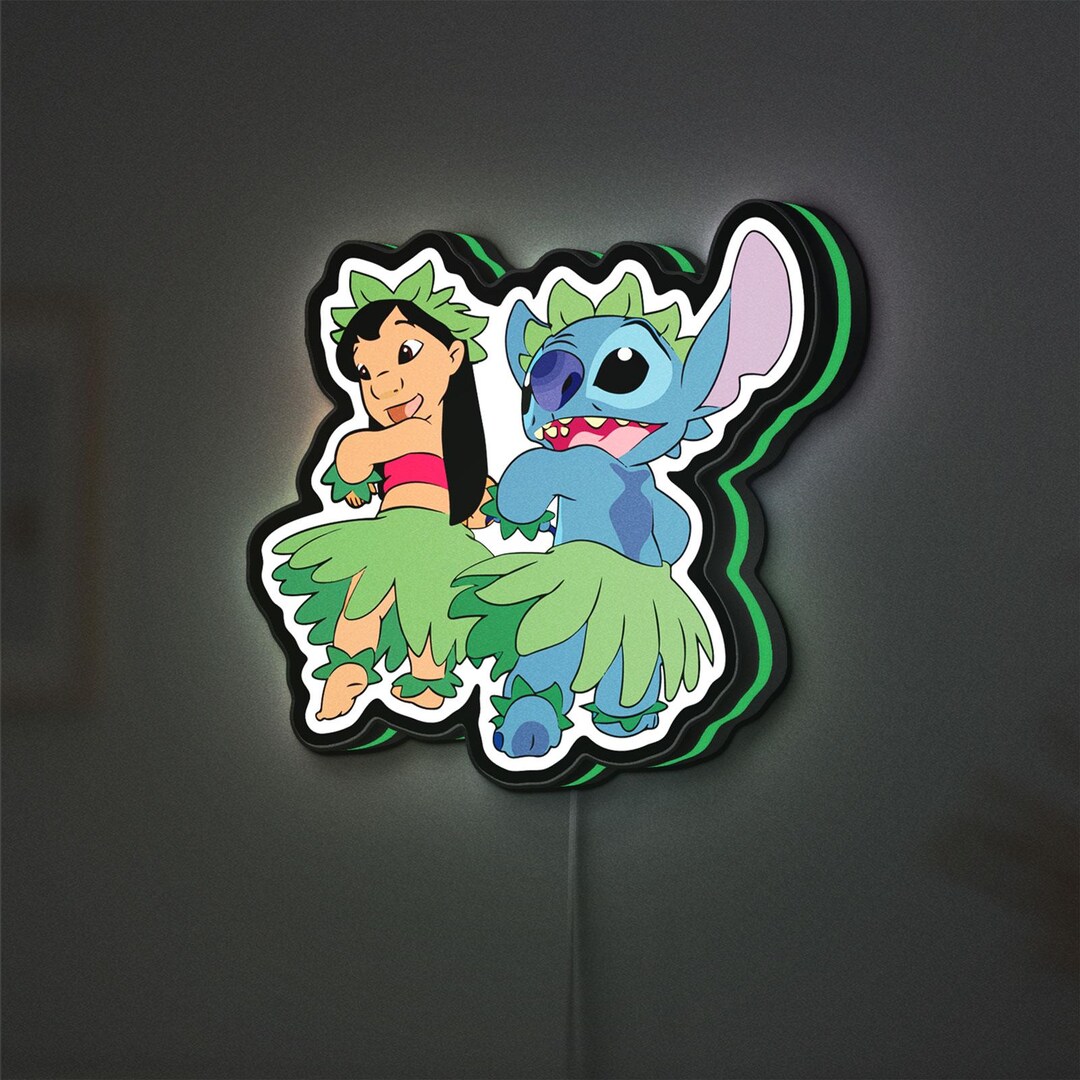 Lilo & Stitch Hula Dance LED Lightbox, Ohana Night Light, Kids Bedroom ...